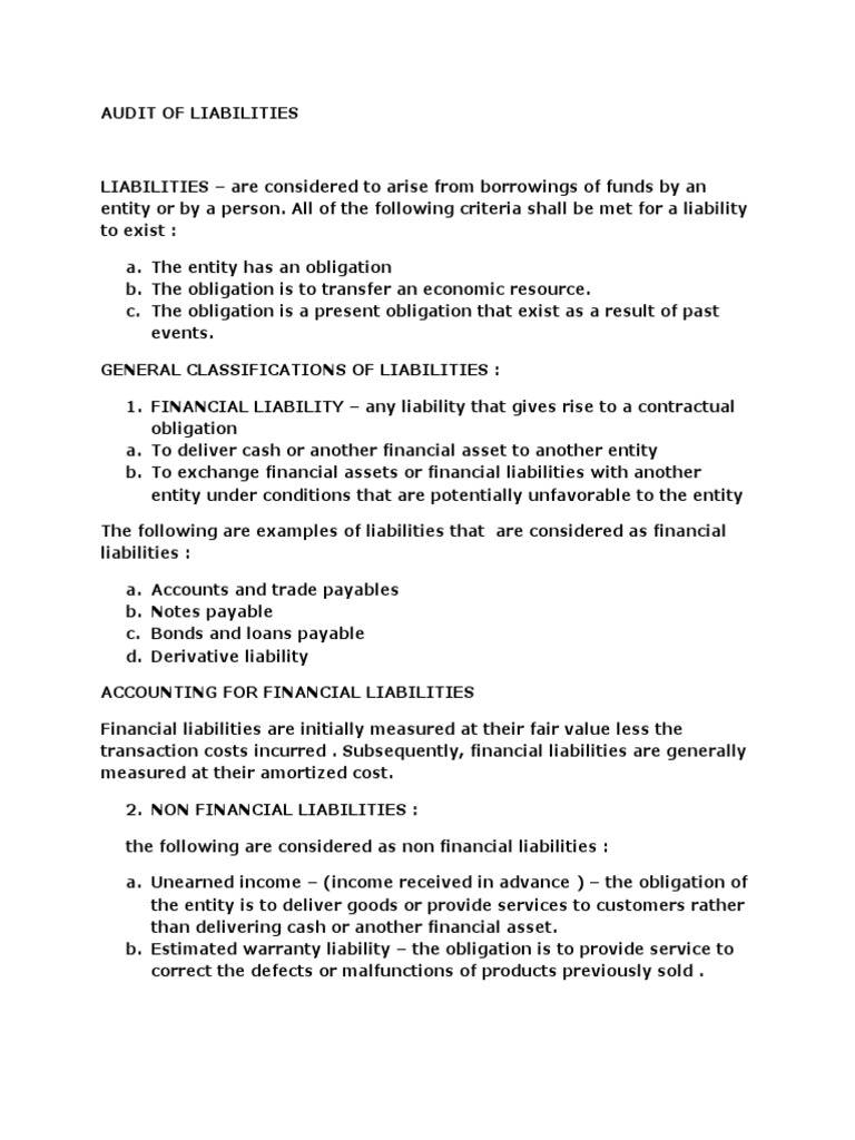 Audit of Liabilities | PDF | Debt | Accounts Payable