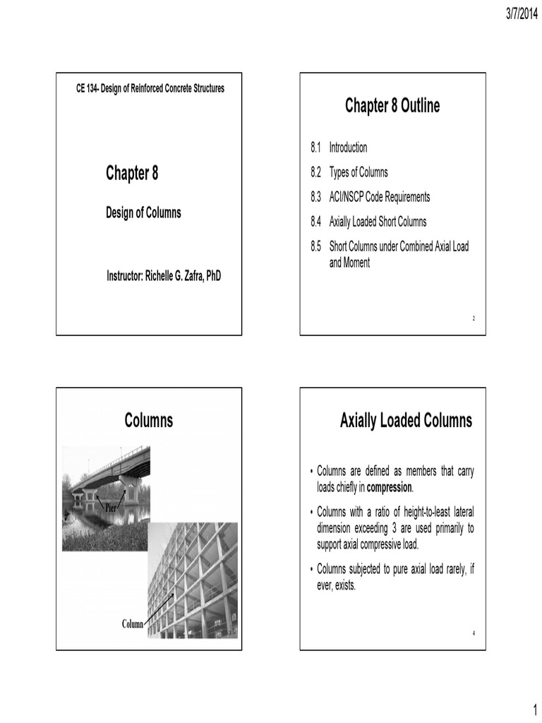 Chapter8 Column Design | PDF | Bending | Column
