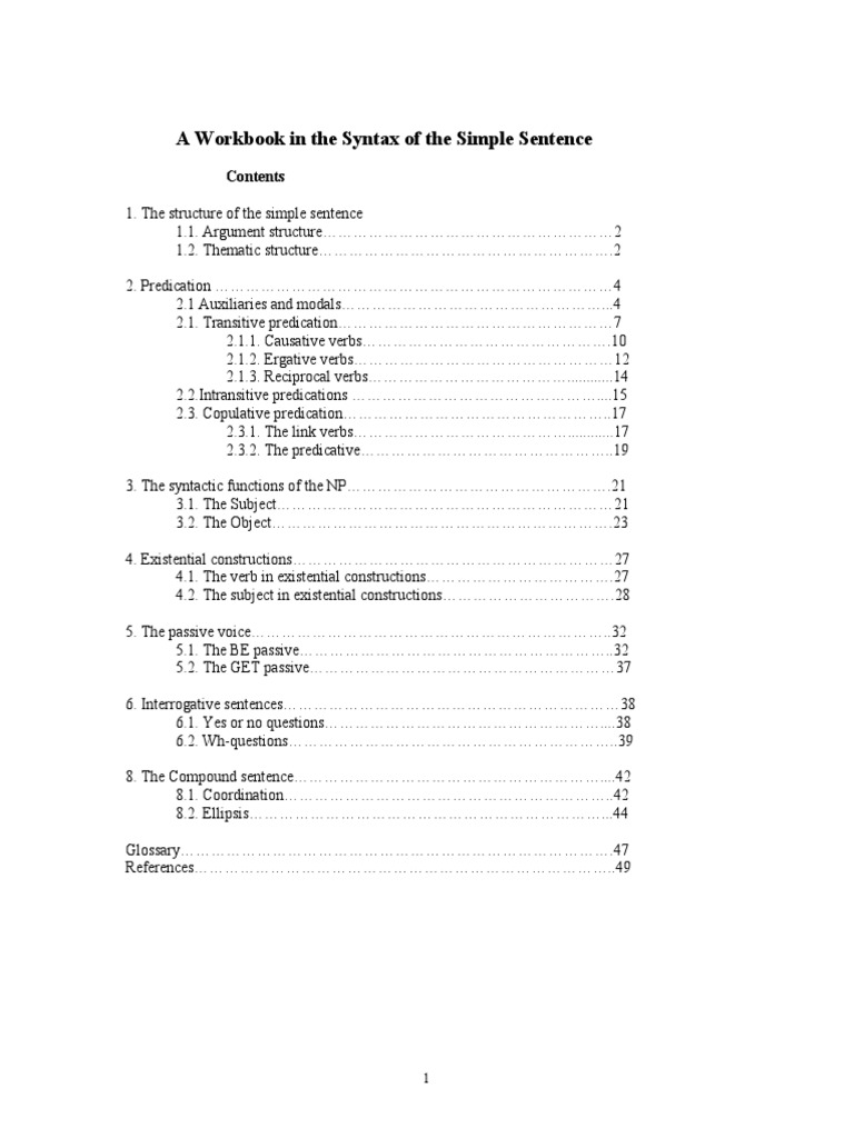 A Workbook in The Syntax of The Simple Sentence | PDF | Ellipsis | Syntax