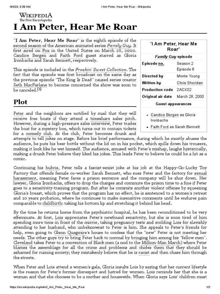 I Am Peter, Hear Me Roar | PDF | Television Series Created | Television ...