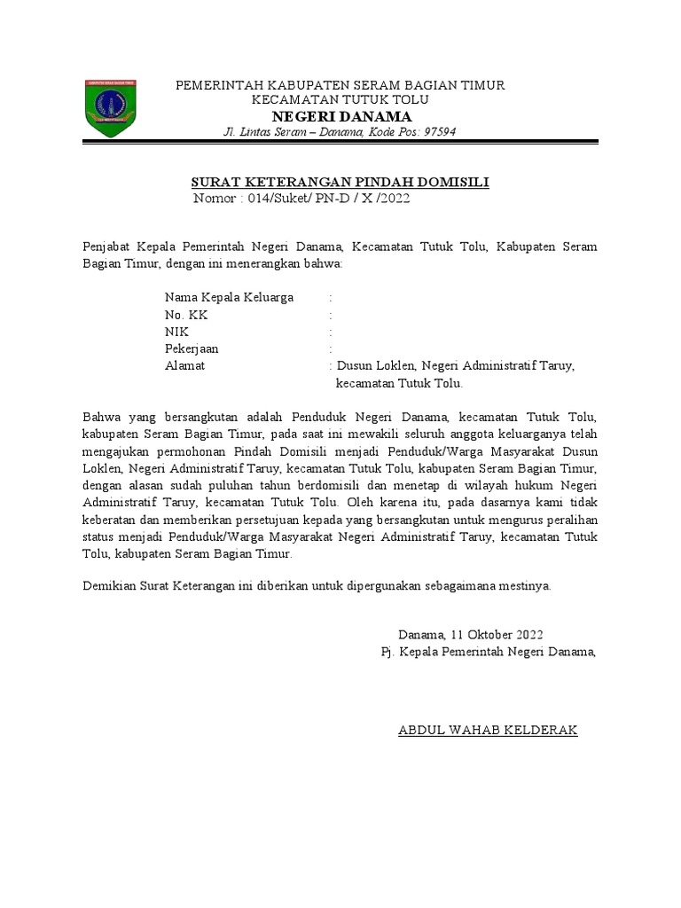 Suket Pindah Domisili | PDF