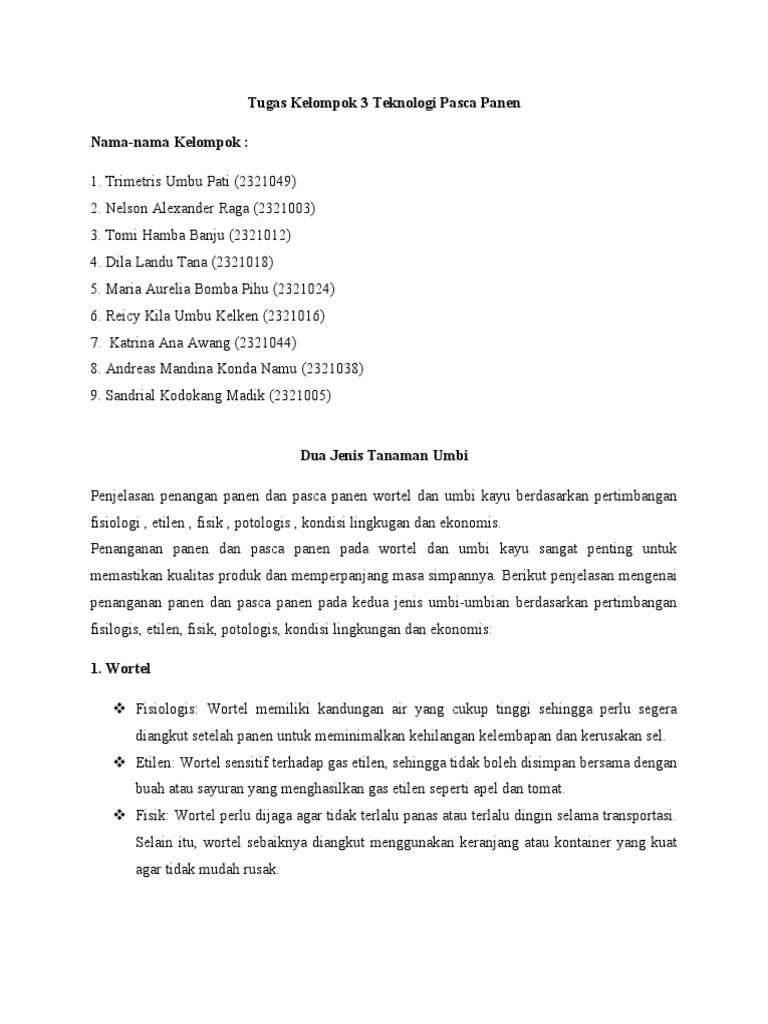 Tugas Kelompok 3 Teknologi Pasca Panen | PDF