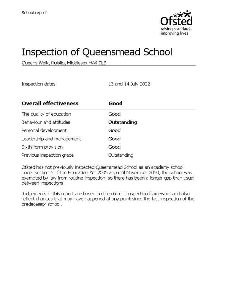 Queensmead School 136711 Final | PDF | Teachers | Curriculum