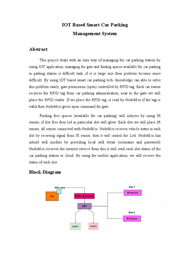IoT Smart Car Parking Management System | PDF