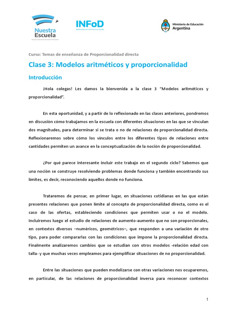 CMP02. Clase3 Temas de Ensen Anza de Proporcionalidad Directao | PDF | Matemáticas