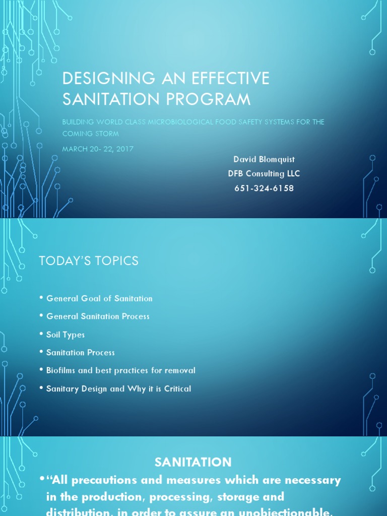 Designing An Effective Sanitation Program: David Blomquist DFB ...