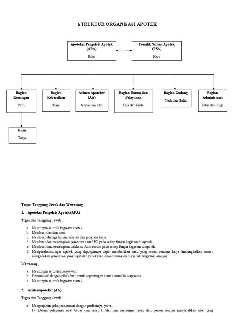 Struktur Organisasi Apotek | PDF