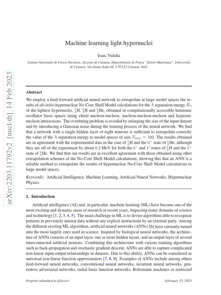 Machine Learning Light Hypernuclei | PDF | Artificial Neural Network | Machine Learning