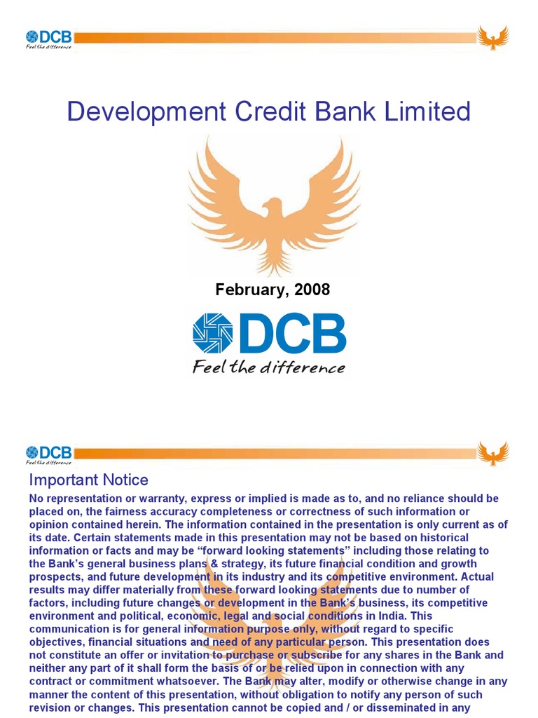 Development Credit Bank Limited: February, 2008 | PDF | Money | Business