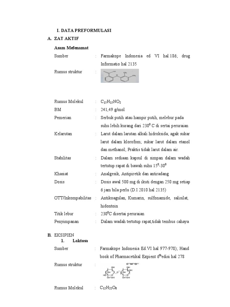 Data Preformulasi Kapsul-Eko | PDF