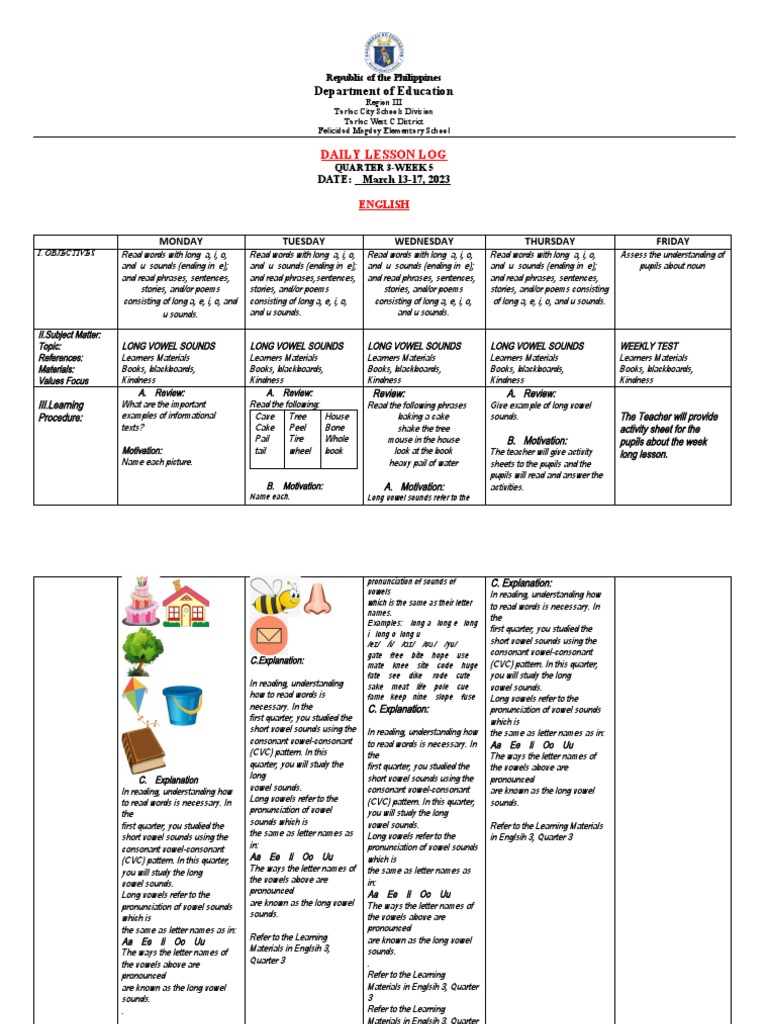DLL Q3 Week4 | PDF | English Language | Vowel