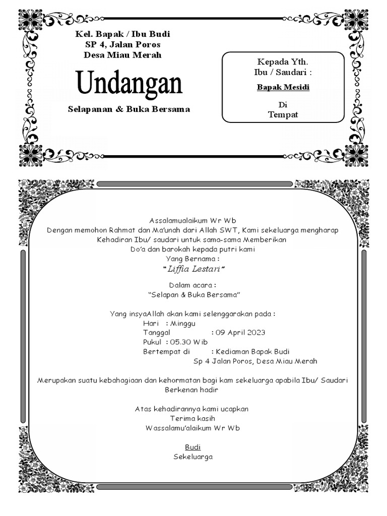 Undangan 7 Bulanan | PDF