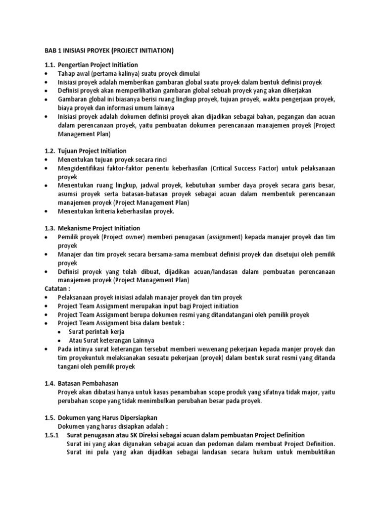 Inisiasi Proyek | PDF