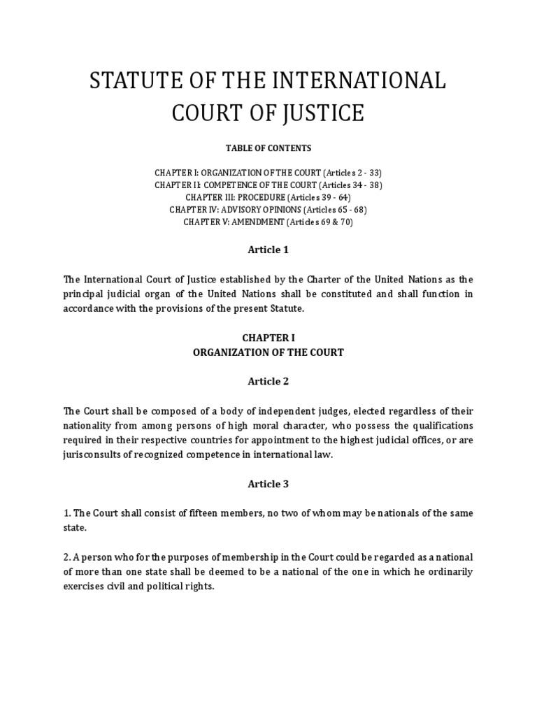 ICJ Statute Overview | PDF | Judgment (Law) | Advisory Opinion