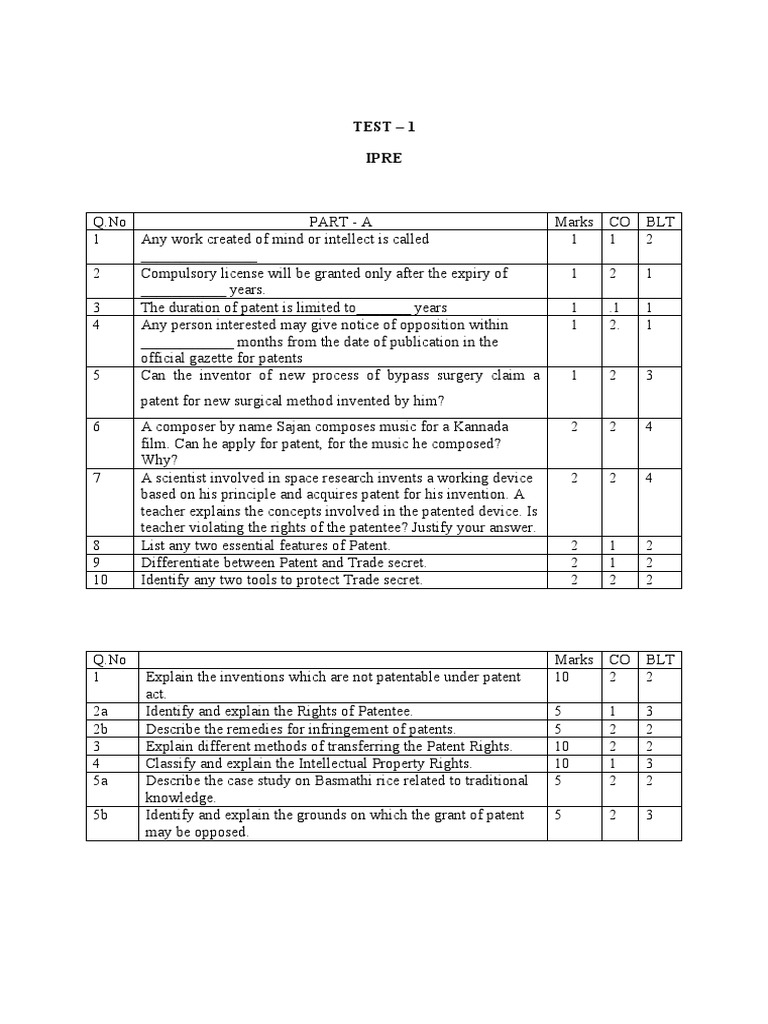 IPRE Test-1 | PDF