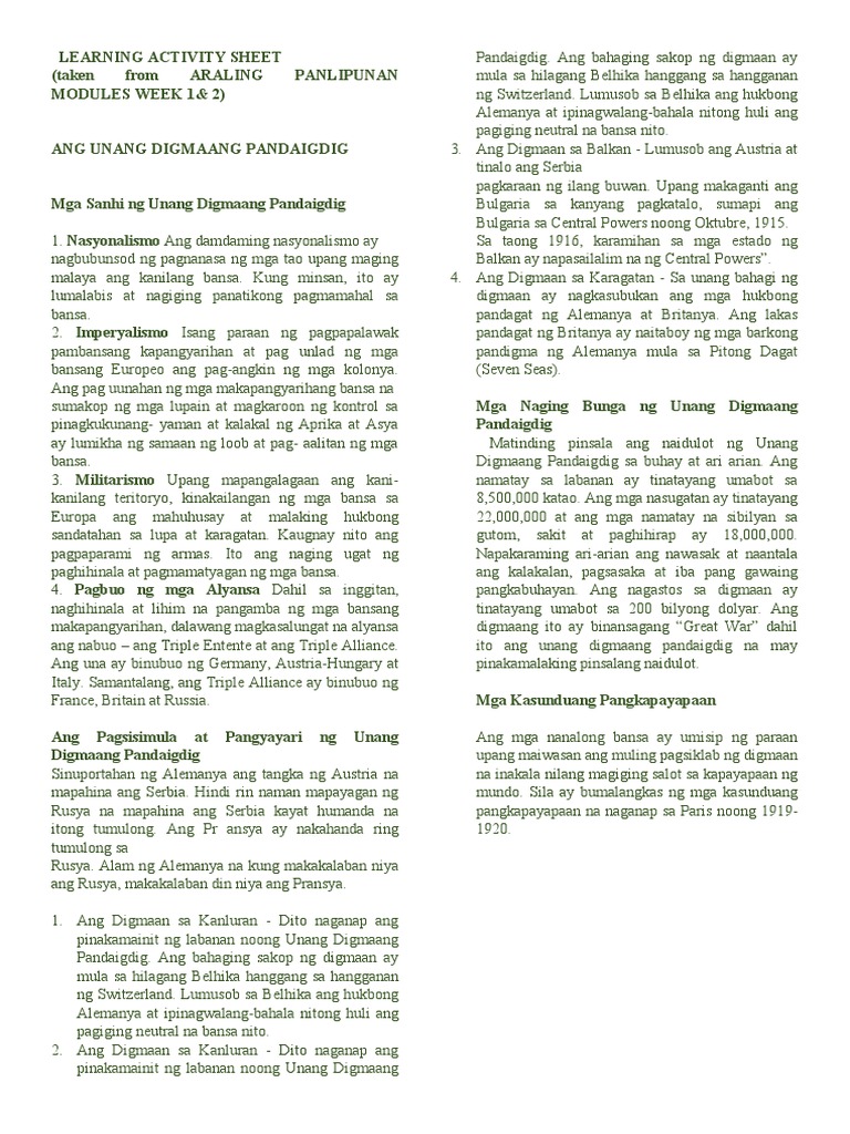 Learning Activity Sheet 2 | PDF