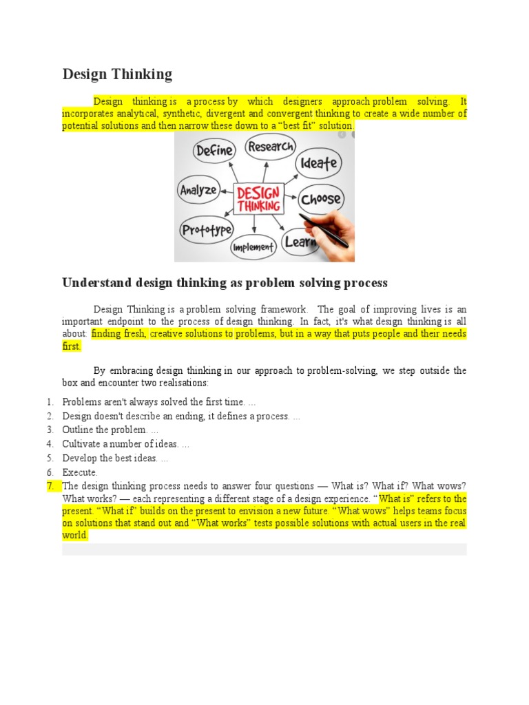 Understand Design Thinking As Problem Solving Process | PDF | Sales ...