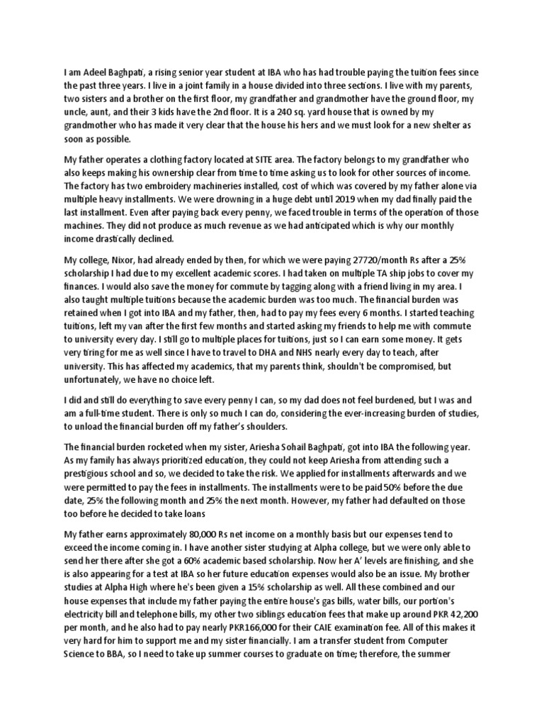 SOP Adeel | PDF | Tuition Payments | Fee
