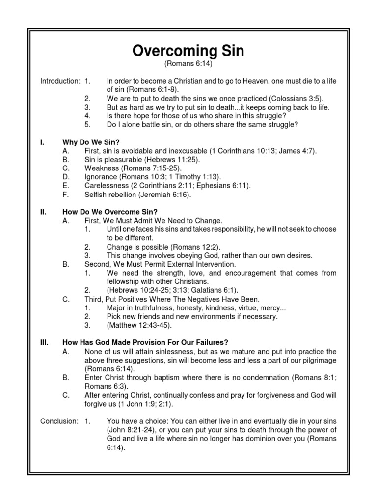 Overcome Sin | PDF | Epistle To The Romans | Sin
