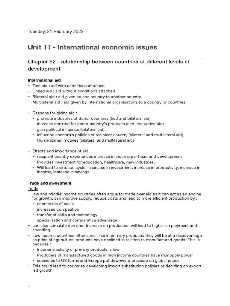 Unit 11 - International Economic Issues | PDF
