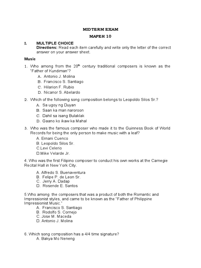 Mapeh 10 Midterm | PDF | Dances | Entertainment
