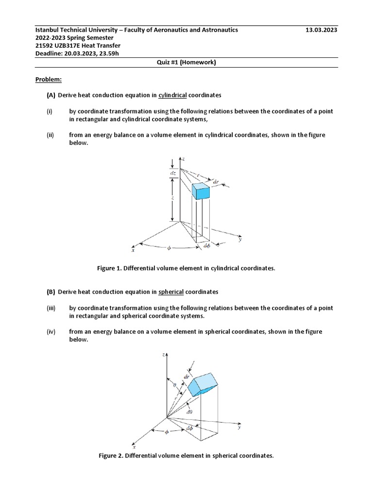 Heat Transfer Quiz: Coordinate Derivations | PDF | Science & Mathematics