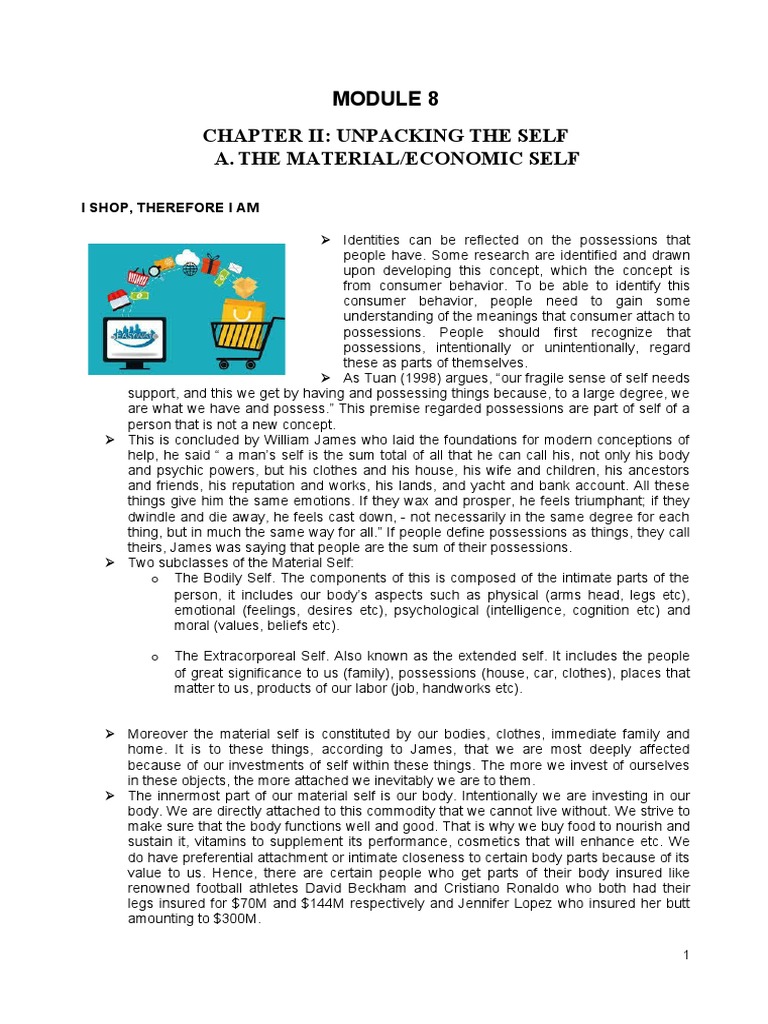UTS - MODULE 8 - Material Self | PDF | Self Concept | Self Esteem
