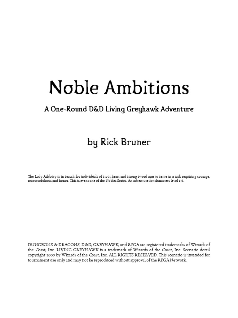 VER1-01 - Noble Ambitions - Living Greyhawk RPGA - Déverrouillé | PDF VER1-01 - Noble Ambitions - Living Greyhawk RPGA - Déverrouillé | PDF