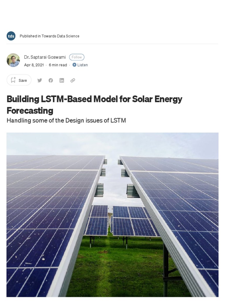 Building LSTM-Based Model For Solar Energy Forecasting - by Dr. Saptarsi Goswami - Towards Data ...