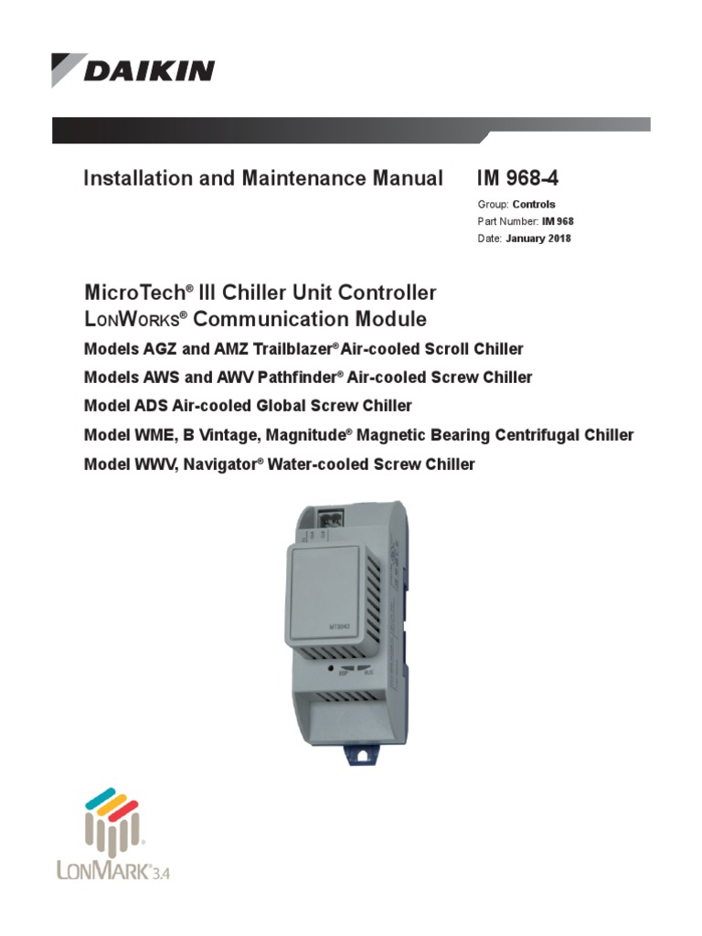 Daikin IM 968-4 LR MTIII Chiller LON Comm Manual | PDF | Network ...