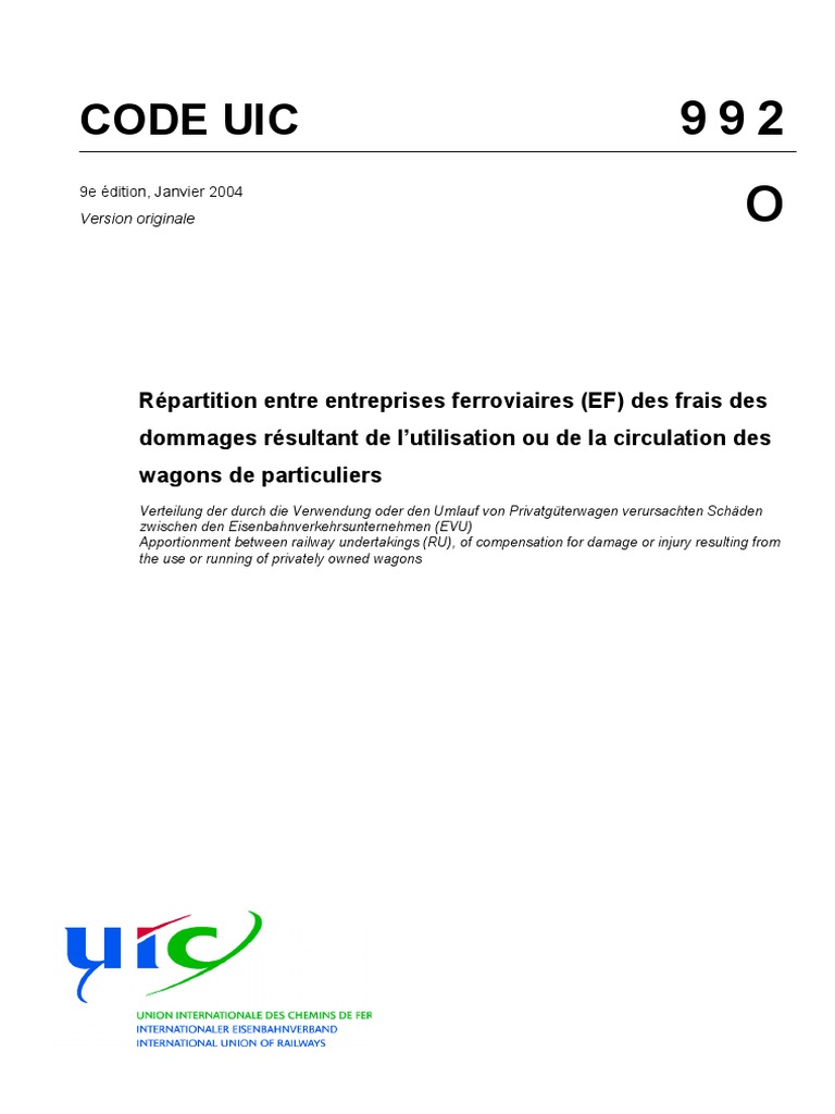 Code Uic | PDF | Facture | Train