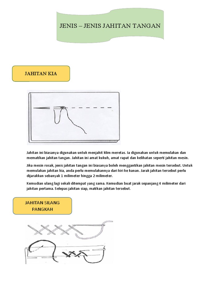 Jenis-Jenis Jahitan Tangan dan Cara Membuatnya | PDF | Griya & Taman