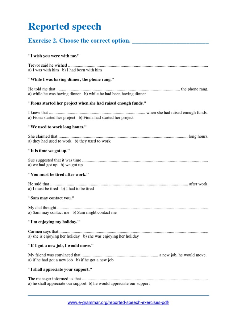 Reported Speech Exercise 2 | PDF