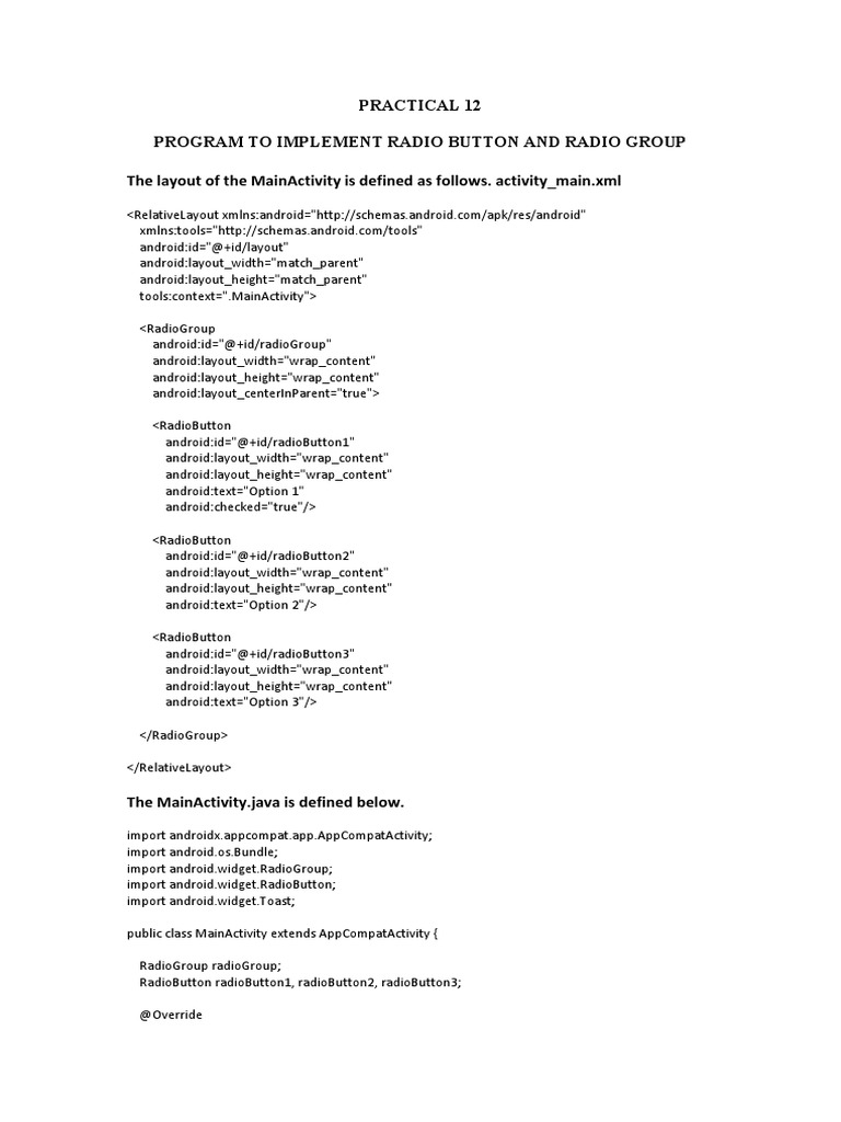 Practical 12 | PDF | Android (Operating System) | Mobile Linux