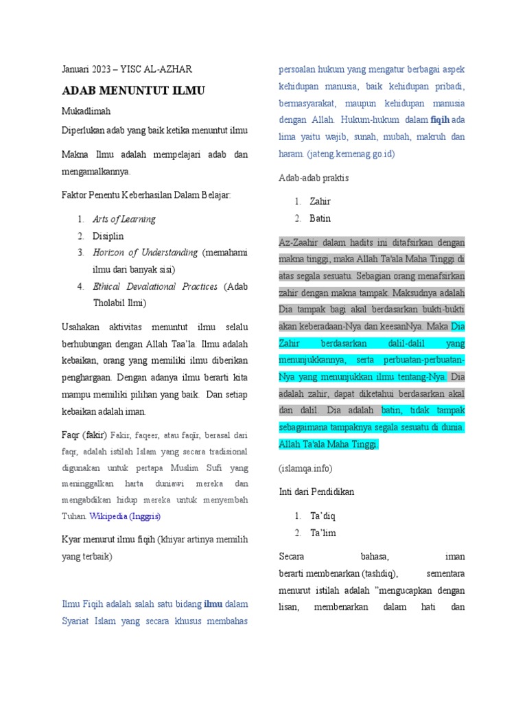 Adab Menuntut Ilmu | PDF