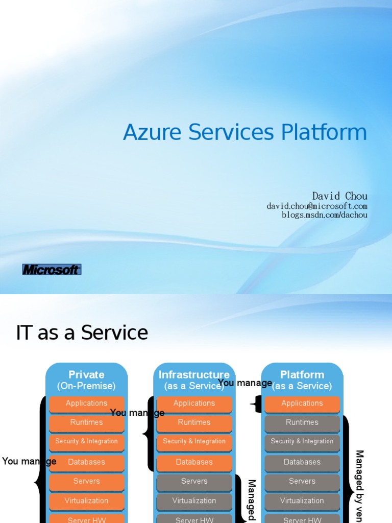 Azure Services Platform: David Chou | PDF | Microsoft Azure | Windows ...
