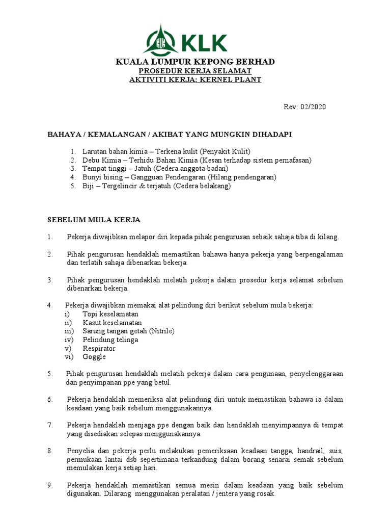 Kernel Plant Sop | PDF