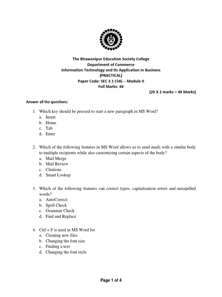 IT-practical-question-paper-2021 - BESC | PDF | Microsoft Word | Sql