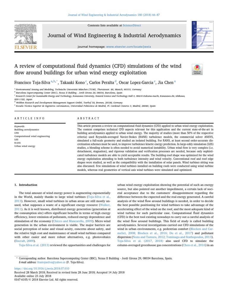 A Review of Computational Uid Dynamics (CFD) Simulations of The Wind Ow Around Buildings For ...
