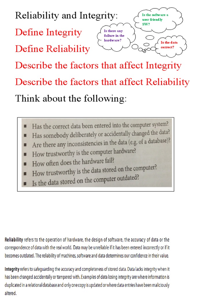 1.1reliability and Integrity | PDF | Reliability Engineering | Computer ...