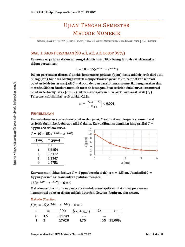 Penyelesaian Soal UTS Metode Numerik 2022 | PDF