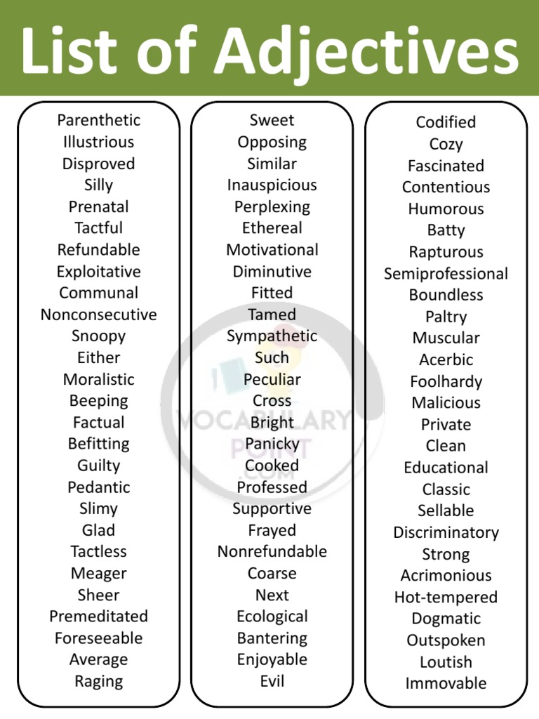 List of Adjective PDF | PDF