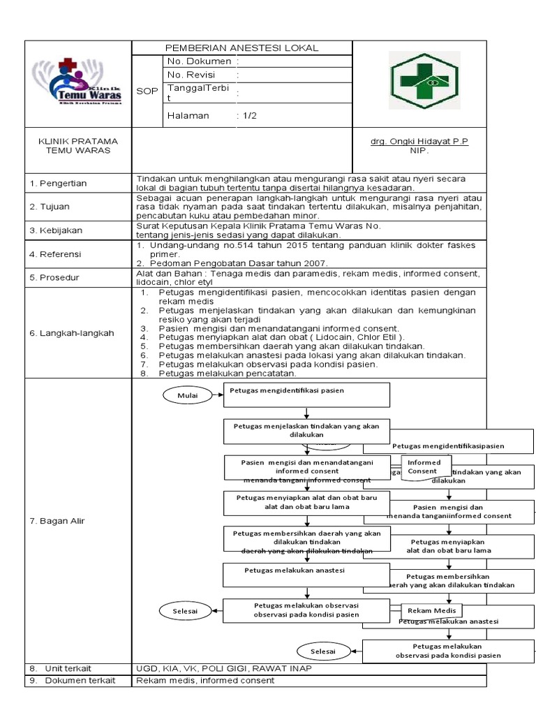 17. SOP pemberian anestesi lokal final | PDF