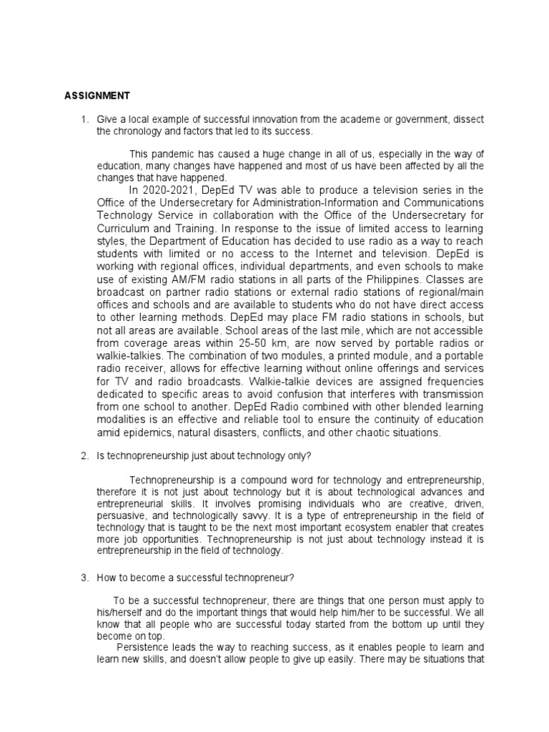 Technopreneurship 1 Pdf Radio Entrepreneurship