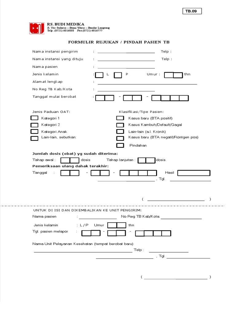 Formulir Rujukan Pasien TB 09 | PDF