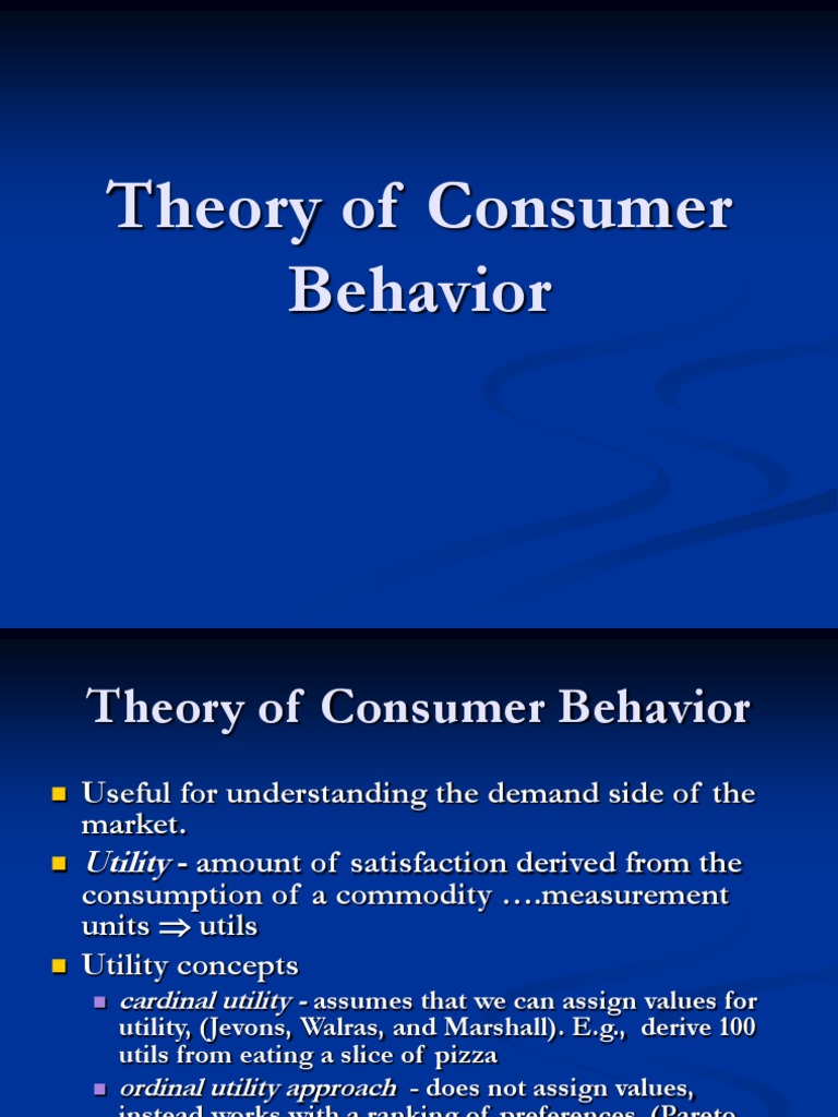 Theory of Consumer Behavior | PDF | Average Cost | Utility