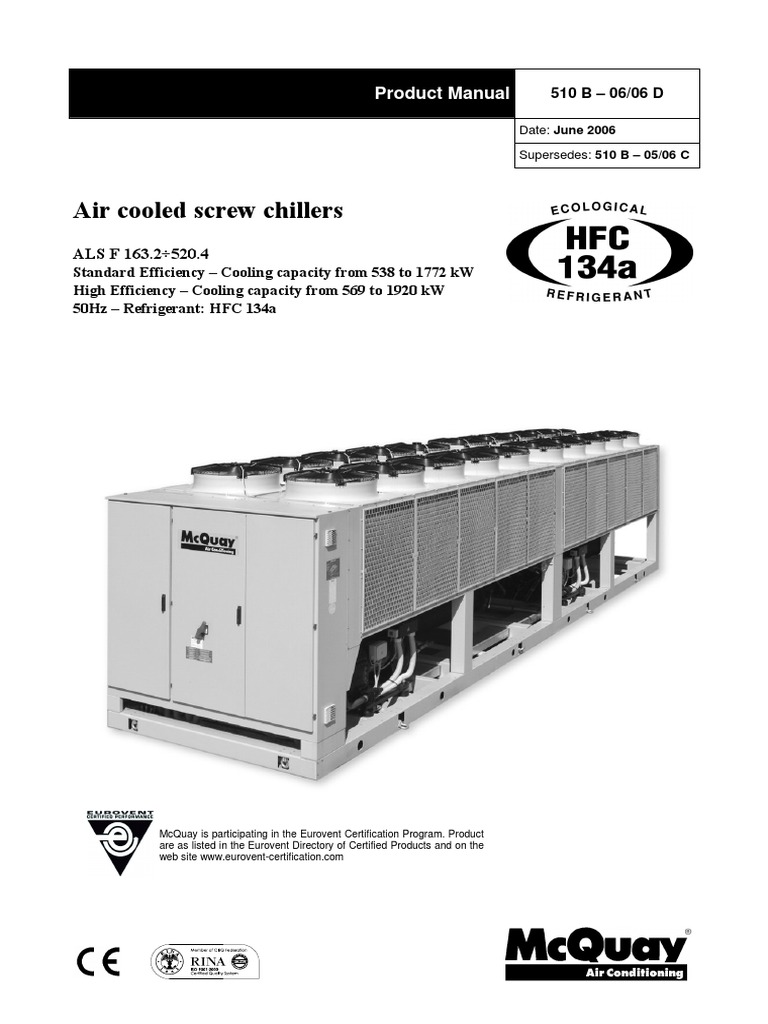Als F Mcquay Chiller | PDF | Heat Exchanger | Pump