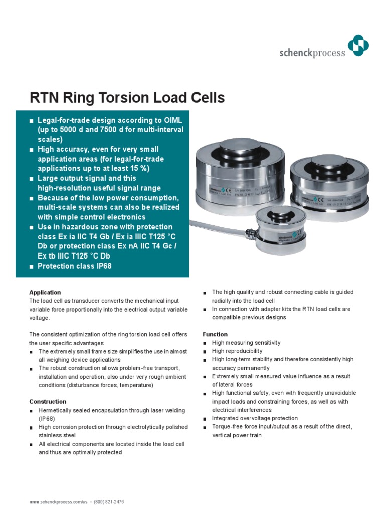Catalog 89. RTN Ring Torsion Load Cells | PDF | Electrical Components ...