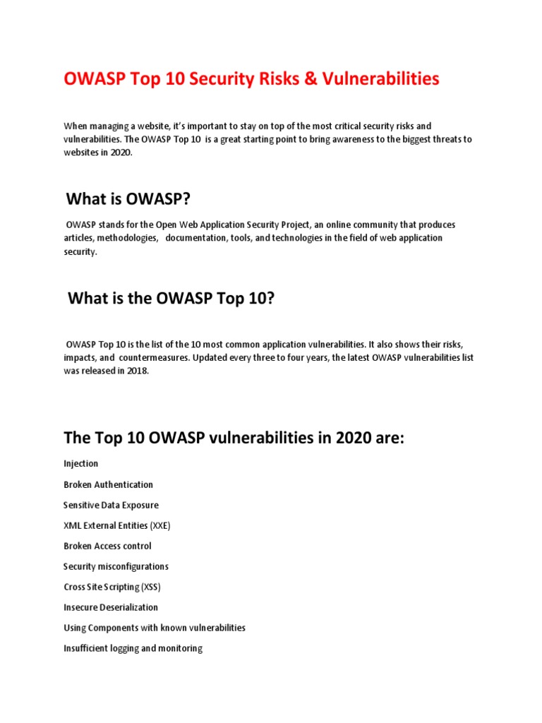 OWASP Top 10 Security Risks | PDF | Transport Layer Security | Password OWASP Top 10 Security Risks | PDF | Transport Layer Security | Password
