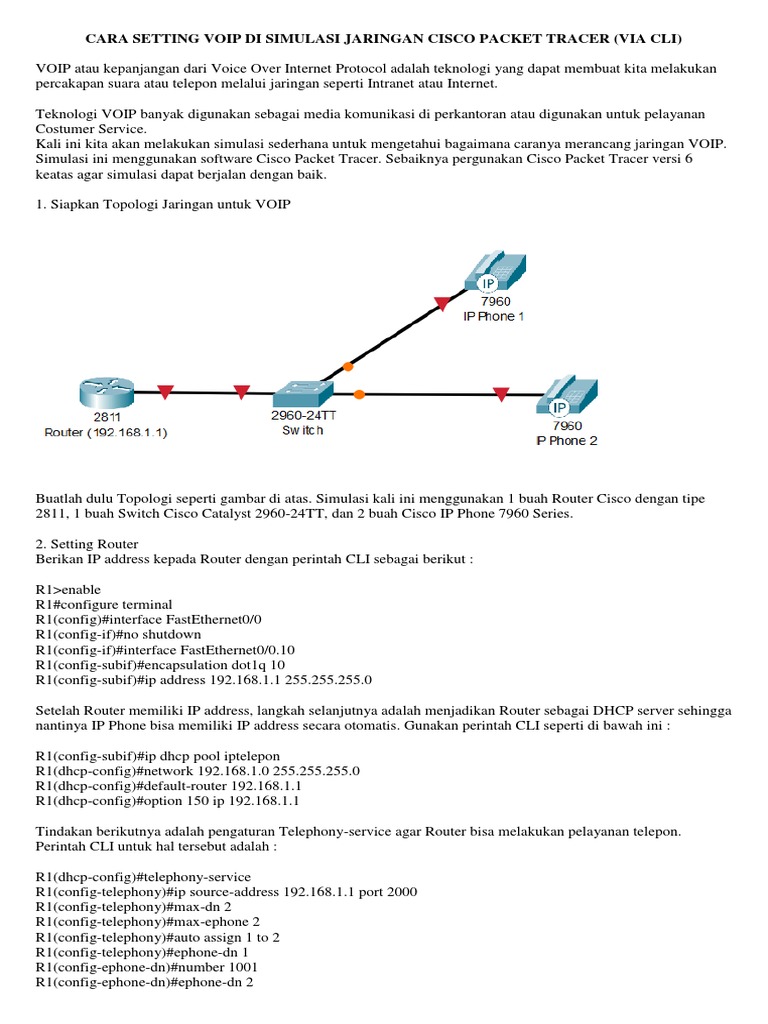Setting VOIP di Cisco Packet Tracer | PDF | Metode & Bahan Ajar | Komputer